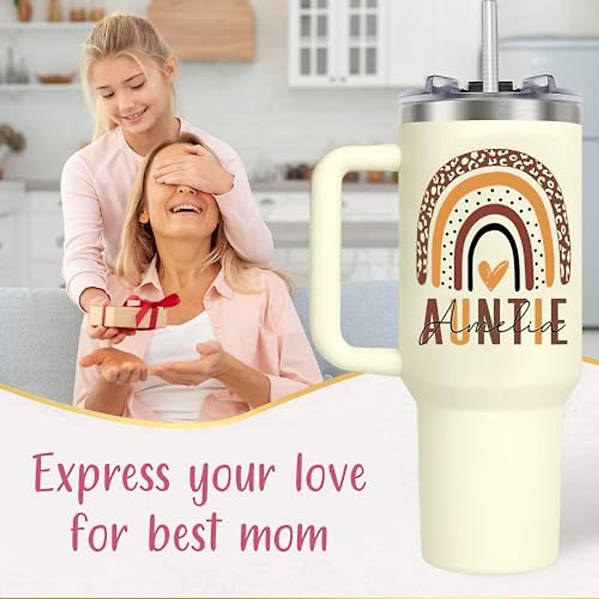 Noni Personalized Auntie Tumbler 40oz, Promoted To Aunt Gift Idea, Best Aunts Ever Present, Mother Day Gift For Auntie, Presents for Aunt, New Aunts, Promoted to Aunties