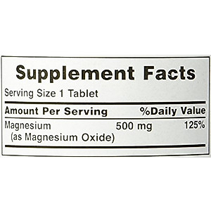 Puritans Pride Magnesium 500 Mg-250 Tablets, 250 Count