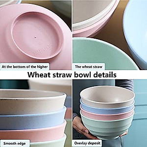 Numkey 60 oz [Set Of 6] Large Cereal Bowls, Wheat Straw Bowls, Salad bowls, Soup bowls, Unbreakable Oversized Bowl Dishwasher & Microwave Safe BPA Free Cereal Bowls for kitchen (Multicolor)
