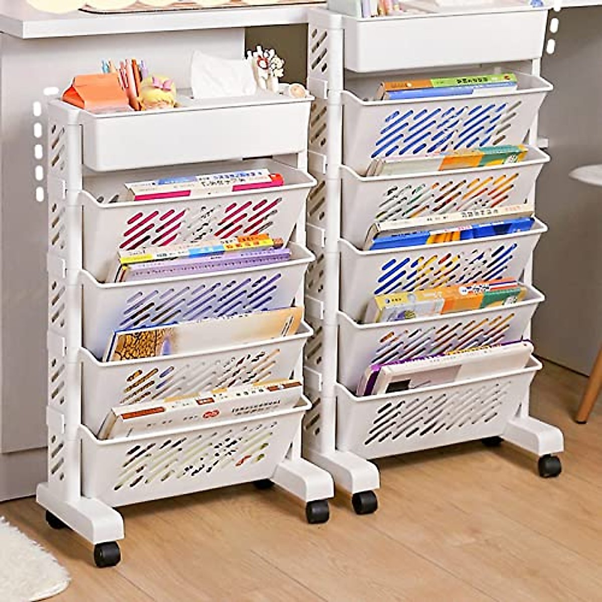 Naroote Movable Bookshelf Storage Organizer Shelf Rotating Stable Structure Compact (6 Layer) (Naroote7heys8t4aq-12)