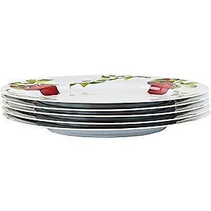Reston Lloyd Harvest Apple by Sandy Clough, 6pc Melamine Dinner Plate Set, white, red, green