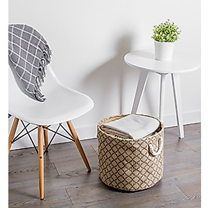 DII Burlap Storage Collection Collapsible Bin, Small Round, 12x9", Gray