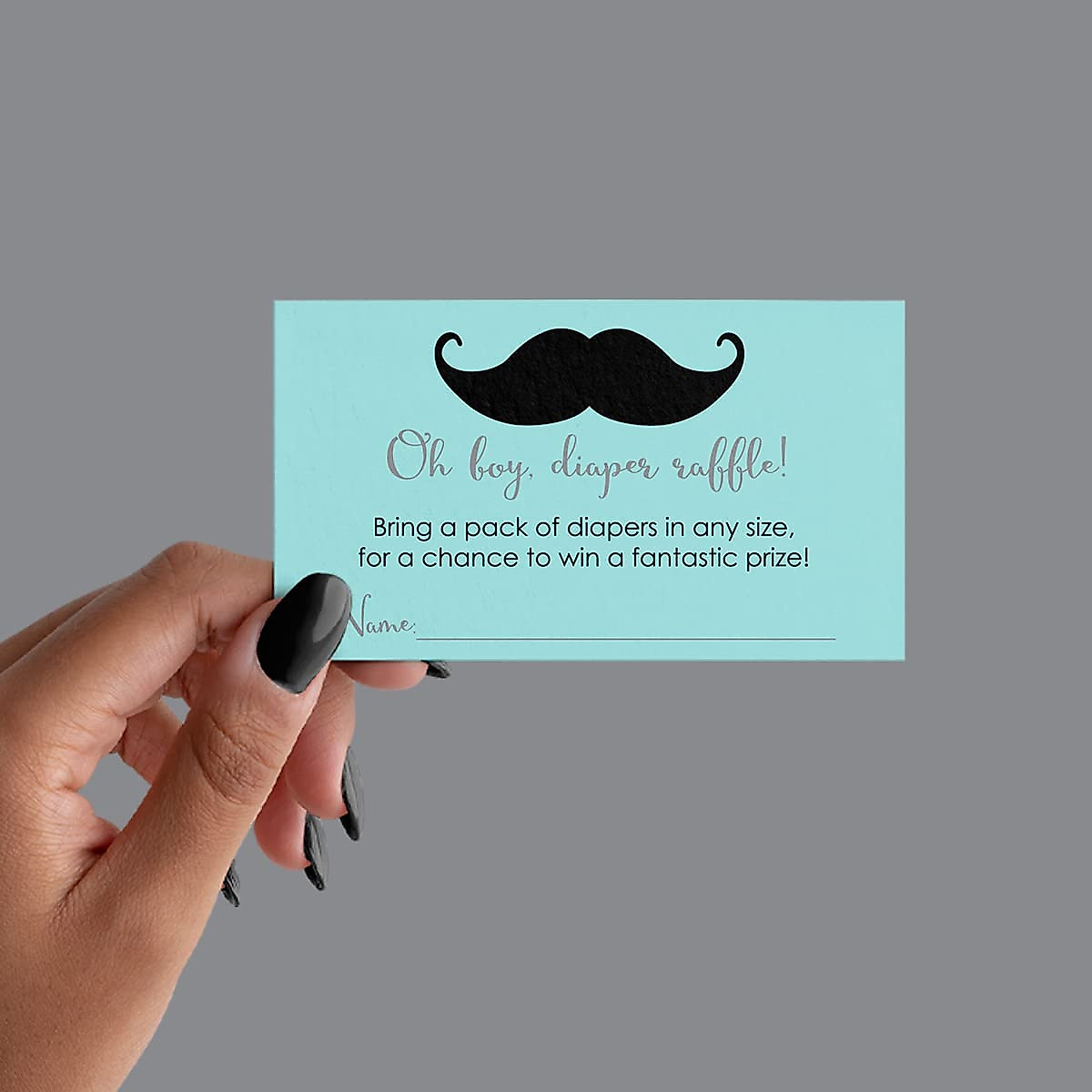 Paper Clever Party Mustache Diaper Raffle Tickets (25 Pack) Boys Baby Shower Games – Invitation Insert Card Set - Size 2x3.5