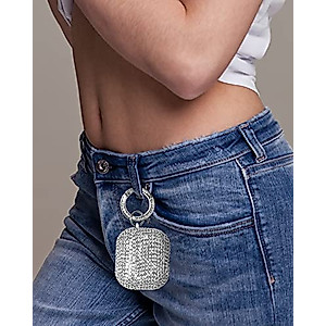 4in1 Bling Diamonds for AirPods 3 Case Cover Accessories Set Kit, Rhinestone PC for AirPods 3rd Generation Case for Women Girl w/ Cute Fur Ball Pompom Keychain/Crystal Bracelet/Lobster Clasp Keychain