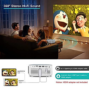 FANGOR HD Bluetooth Projector - Portable 1080P Supported Projector for Outdoor Movie, Mini Video Projector with Carry Bag & Tripod, Compatible Computer/ Laptop/ SD Cards/PS4/ Xbox