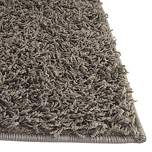Rugs.com - Über Cozy Solid Shag Collection Rug – 8' x 10' Graphite Gray Shag Rug Perfect for Living Rooms, Large Dining Rooms, Open Floorplans