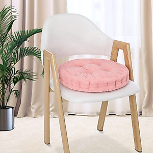 HomeMiYN Round Seat Cushions, EPE Foam Filled Indoor Chair Pad Cushions for Home, Office, Dining, Kitchen (Small (Pack of 2), Pink)