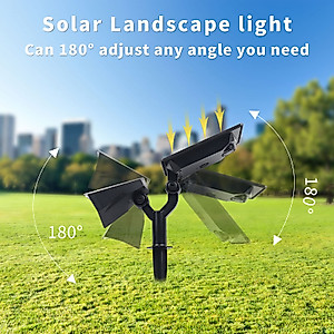 AB-1 2 Pack Solar Landscape Spot Lights Outdoor, Color Adjustable from White Light to Warm Light,2-in-1 4 Modes Waterproof Solar Powered Lights for Yard Garden Patio Driveway Pool
