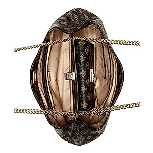 GUESS Logo Satchel Tote Bag Handbag & Wallet Set - Natural/Brown