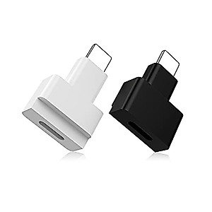 EMATETEK Dock Extender Connector Female to Male. Transfer Audio, Video, Picture, Data and Charging. 2PCS Extension Docking Charger Adapter for Lifeproof, Otterbox Cases. (White & Black)