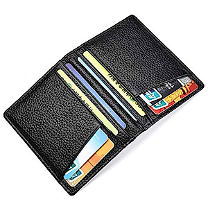 Dorras Front Pocket Minimalist Leather Slim Wallet, Bifold Credit Card Holder With ID Window