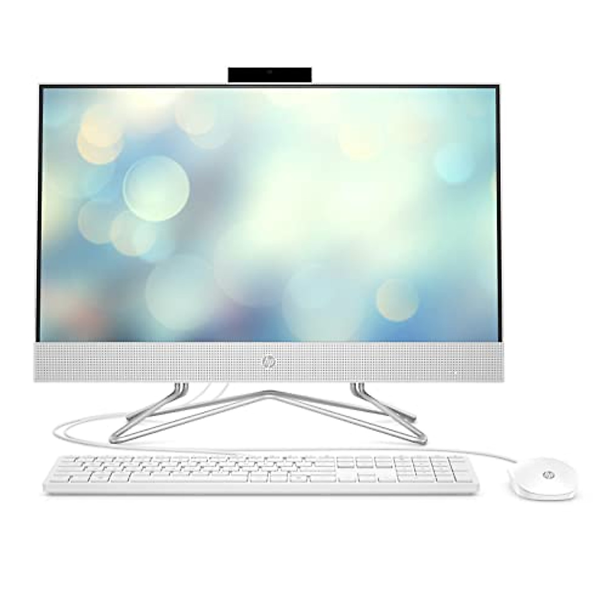 HP 22" All-in-One Desktop, AMD Athlon Silver 3050U Processor, AMD Radeon Graphics, 4 GB RAM, 256 GB SSD, Windows 11 Home (22-dd0210, Snow White) (Renewed)