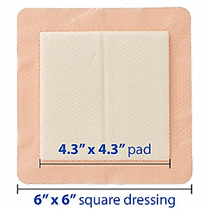 Medline Optifoam Gentle EX Bordered Foam Adhesive Dressing, 6" x 6" Square (10 Count)