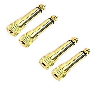 1/4'' to 3.5mm Mono Adapter, 6.35mm (1/4'') TS Male Plug to 3.5mm (1/8'') Stereo Female Audio Adaptor Audio Connector Golden - (4 Pcs)