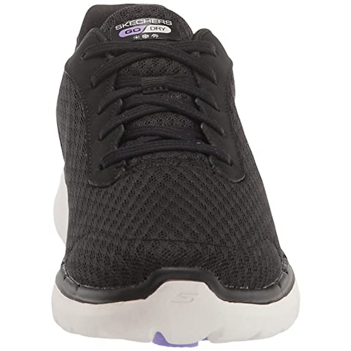 Skechers Women's GO Walk 6-Venecia Sneaker, Black/Lavender, 8
