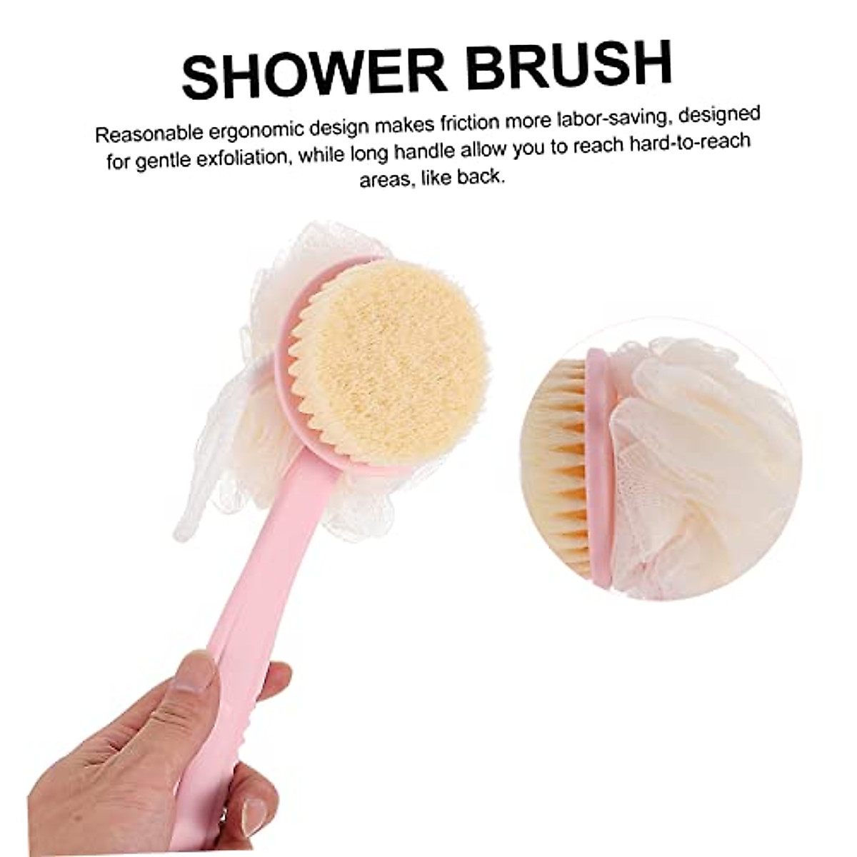 FRCOLOR Shower Brush Dry Brushing Body Brush Body loofah Shower Scrub Brush for Body Bath mesh Sponge exfoliating Body Puffs Back Scrubber Brush Back Skin Scrubber Bath Scrubber mesh Ball