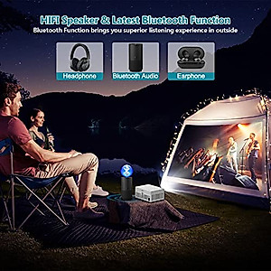 PANSEBA 5G WiFi Bluetooth Projector Built in DVD Player with Projector Screen, Full HD Supported Mini Portable DVD Projector, Outdoor Movie Projector Compatible with iOS/Android/TV Stick/HDMI/USB/TF