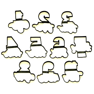 FANCY NUMBER OUTLINE WITH WORDS 1 TO 10 SET OF 10 COOKIE CUTTERS MADE IN USA PR1288