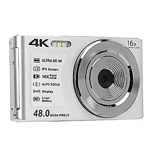 Digital Camera, Compact Camera 16X Digital Zoom Rechargeable Lithium Ion Battery for Beginners (Silver)