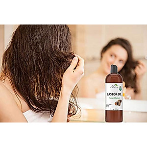 Organic Castor Oil-100% Pure Cold-Pressed Beauty & Skincare Serum-Eyelash & Eyebrow Hair Growth Enhancer-Natural Conditioner