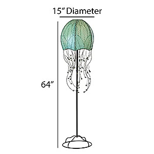 Eangee Home Design Jellyfish Large Floor Lamp Sea Blue Shade Made of Real Cocoa Leaves 15 Inches Length x 15 Inches Width x 64 Inches Height (399 sb)