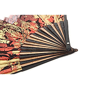Terra Distribution Folding Fan [Japan Import] Hand Fans for Women Foldable, Japanese Fan, Unique Design, Handmade Bamboo, Silk Fan, 8.6" (22cm), Abanicos de Mano (740 (Phoenix, Dragon))
