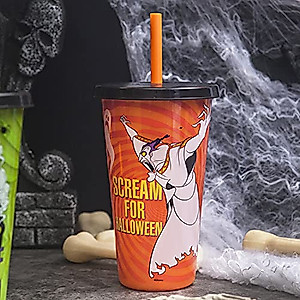 Zak Designs Disney Villains Halloween Glow in the Dark Tumbler Set with Lid and Straw for Cold Drinks, Funny Cups Made of Durable and Reusable Plastic, Great Gift for Fans (25 oz, Set of 4)