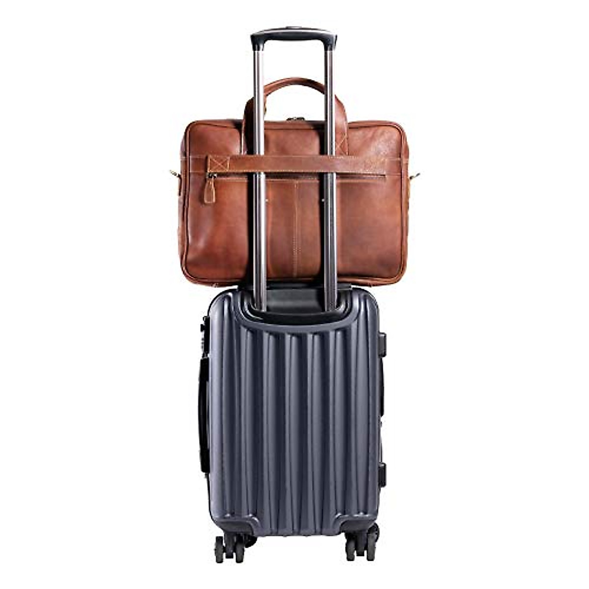 KomalC 16 Inch Leather briefcases Laptop Messenger Bags for Men and Women Best Office School College Satchel Bag