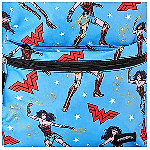 Wonder Woman Superhero Allover Backpack - Diana Prince - DC Comics Wonder Woman School Bookbag (Light Blue)