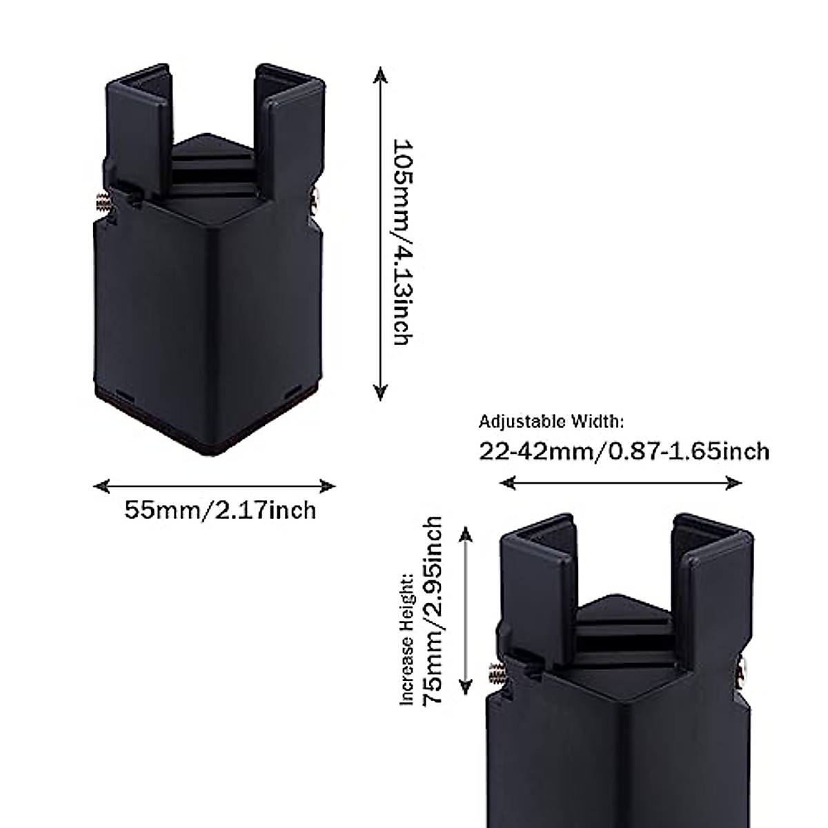 KELEAPEKER 4pcs Furniture Risers,Desk Risers for Desk Legs,Adjustable,with Screw Clamp,for Lifting The Bed, Sofa, Table, Desk, Cabinet and Bookshelf