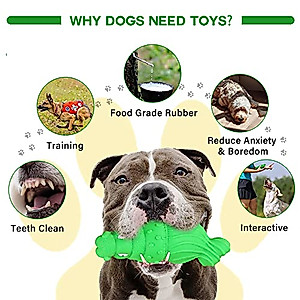 XRVUYCLH Squeaky Dog Chew Toys for Aggressive Chewers Toughest Non-Toxic Natural Rubber Long Lasting Dog Toys for Medium Large Dogs Chew Fun Dental Care Training Teething Durable Toys (Green)