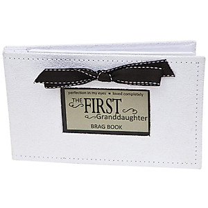 Grandparent Gifts 1st Granddaughter Brag Book white faux-suede Hold 32 4x6 image