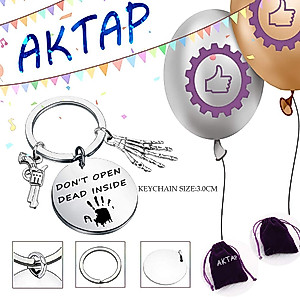AKTAP Horror Zombie Movie Inspired Keychain Don’t Open Dead Inside Zombie Keyring for Walking -D Fans Gift