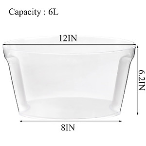 Cedilis 2 Pack 6 Liter Acrylic Ice Bucket, Clear Champagne Bucket Chille, Oval Wine Bucket, Drink Cooler Bucket, Beverage Storage Tub for Champagne, Beer Bottles, Drinks, Bar and Parties