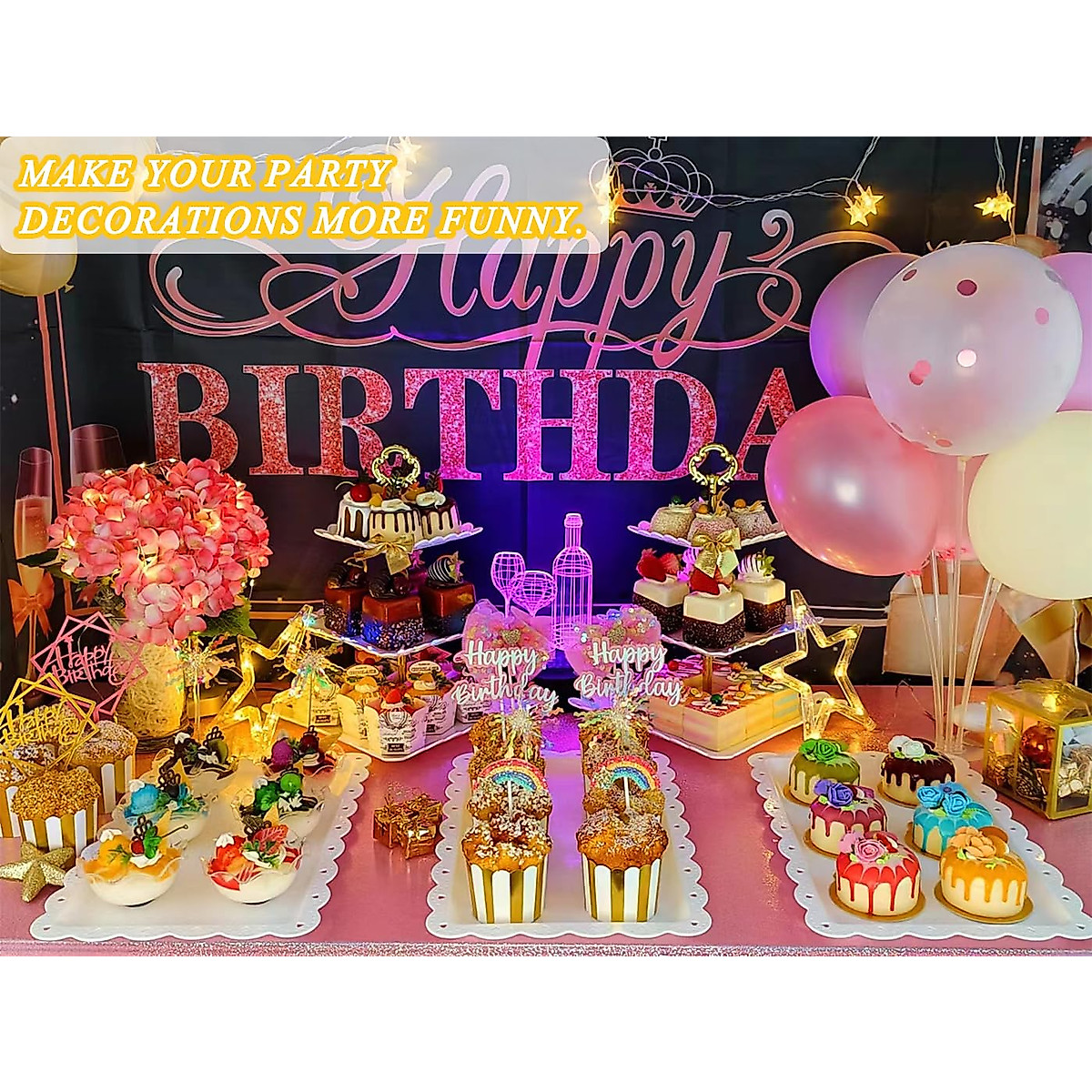 Dessert Table Display Set, 5 Pcs Cupcake Stand Set, Yuugitil White Gold Square Cupcake Tower & 14.5" Appetizer Serving Trays for Party, 3 Tier Cupcake Holder for Wedding Birthday Baby Shower