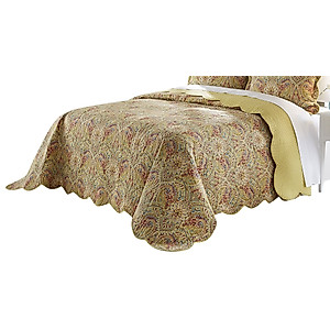 Waverly Swept Away Modern Farmhouse Paisley 3-Piece Reversible Quilt Bedding Bedspread Set, King, Berry