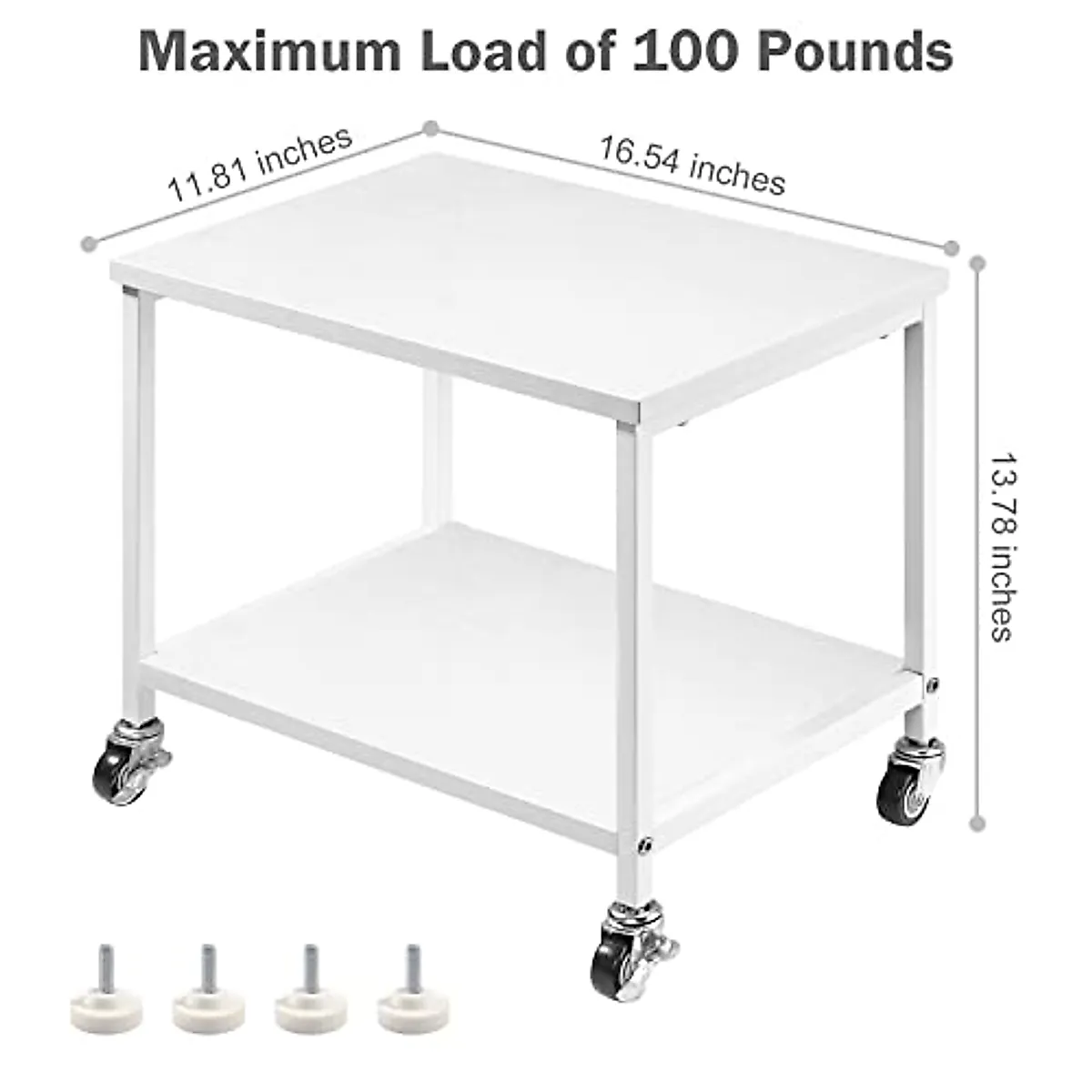 Printer Cart White Printer Stand Rack with Wheels Under Desk Printer Table with Storage 2 Tier Rolling Printer Holder for Desk Shelf Organizer for Scanner Fax Machine Home Printers Holder