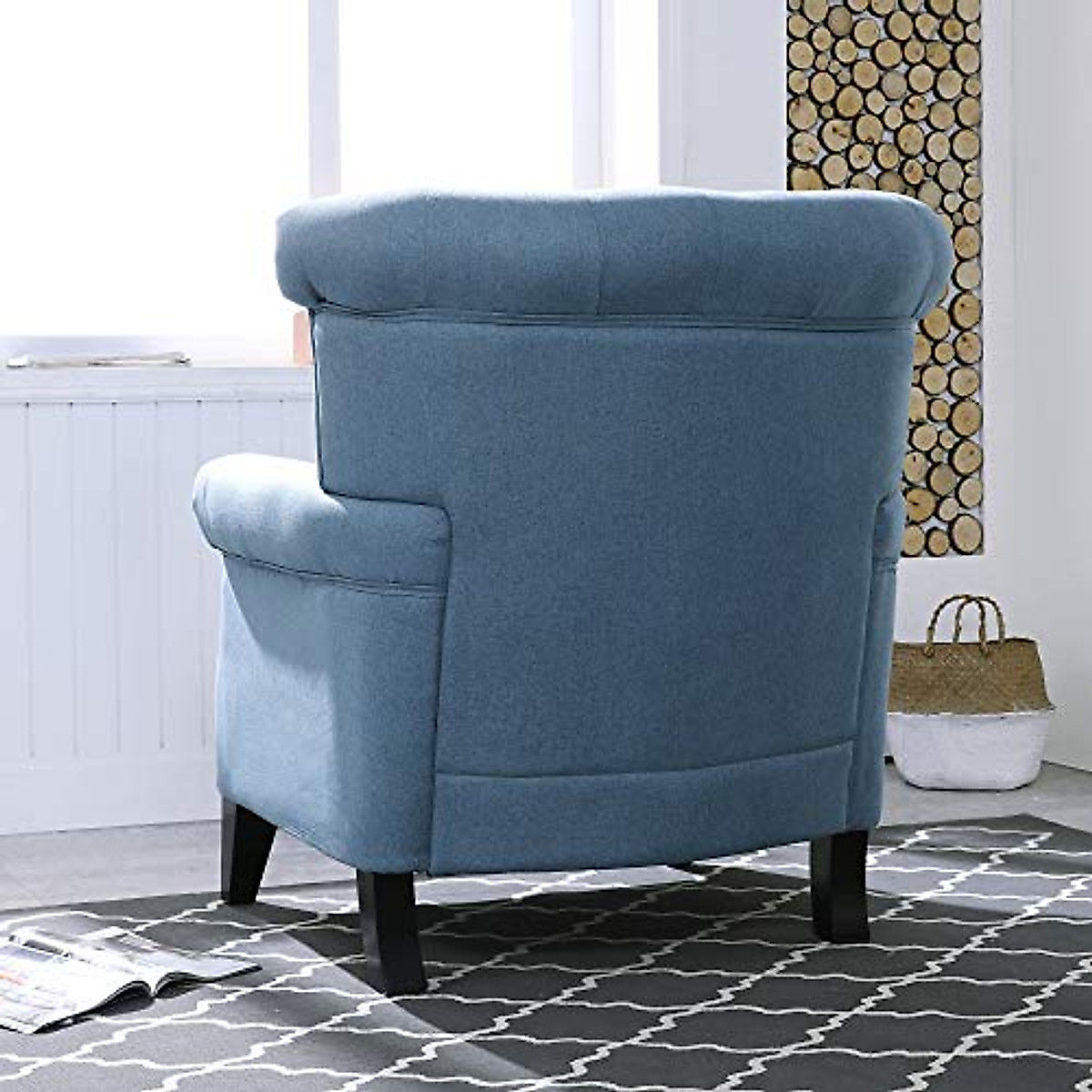 LOKATSE HOME Accent Chair Modern Club Armchair Indoor Furniture Comfy Upholstered Single Sofa for Living Room, Bedroom, Blue