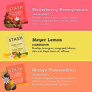 Stash Tea Fruity Herbal Tea 6 Flavor Tea Sampler, 6 boxes With 18-20 Tea Bags Each