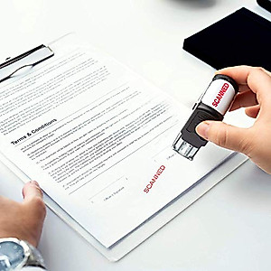 Self Inking Rubber Stamp, Refillable Red Ink Preinstalled - (9/16" x 1-1/2") (Scanned)