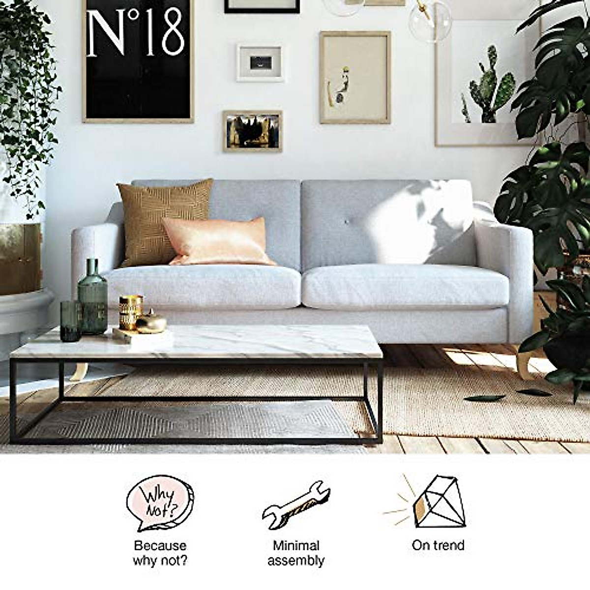 Mr. Kate Tess Sofa with Soft Pocket Coil Cushions, Small Space Living Room Furniture, Light Gray Linen