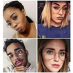 COASION Classic Non prescription Aviator Glasses Clear Lens Metal Frame Eyewear for Men Women (58mm, Gold)