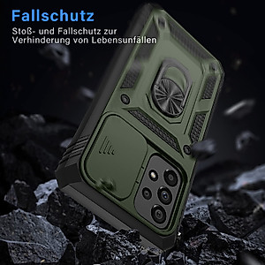 PASNEW for Samsung Galaxy Note 20 Ultra 5G Phone Case,Camera Lens Cover Military Heavy Duty Full Body Shockproof Hard Shell Magnetic Metal Kickstand Protective Cases Note20 Ultra,Army Green