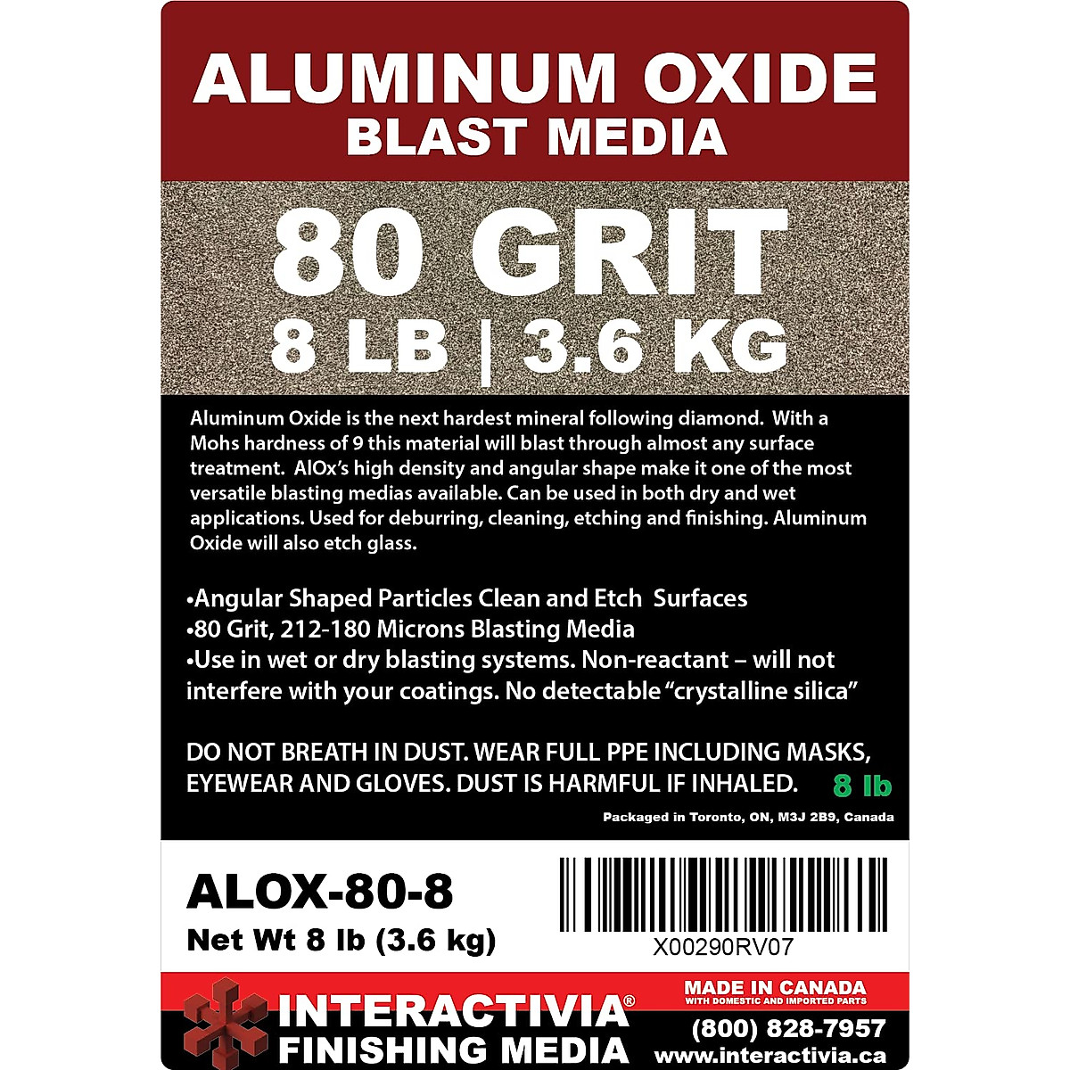 #80 Aluminum Oxide - 8 LBS - Medium Sand Blasting Abrasive Media for Blasting Cabinet and Blasting Guns.