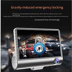 3-Channel Dash Cam with Front and Rear Inside Views, 1080P Full HD with 170-degree Wide-Angle Lens, IR Night Vision, Loop Recording, Reverse Assist, and 24-Hour Parking Recording.