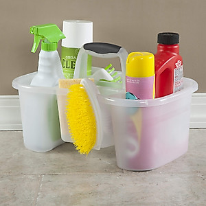 Sterilite 15878606 Bath Caddy, Clear Caddy w/ Black Insert, 6-Pack