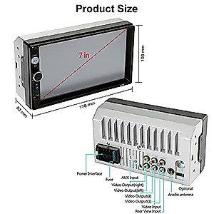 7 Inch Car Stereo Double Din Car Radio with Bluetooth Touchscreen Car Audio with FM/Hands Free Calling/Mirror Link/USB/TF/FM/AUX/EQ/Rear View Camera/Remote Control + Frame