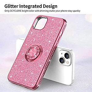 OCYCLONE iPhone 14 (6.1") Glitter Diamond Case with Ring Stand - Pink, Women & Girls