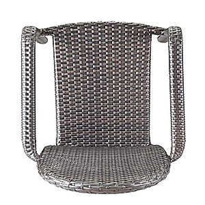 Christopher Knight Home Aurora Outdoor Wicker Armed Stacking Chairs with Aluminum Frame, 2-Pcs Set, Multibrown