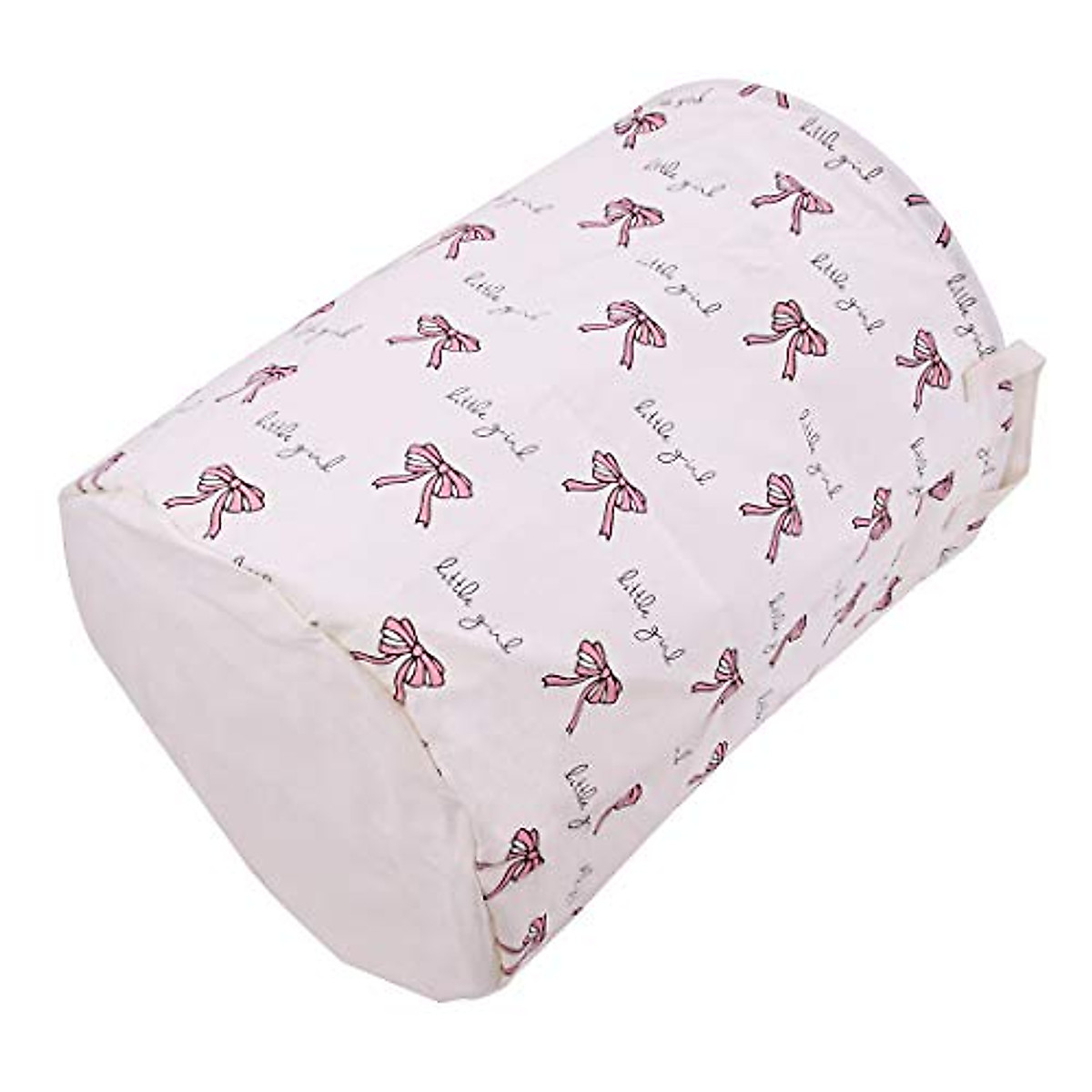 Jacone Large Laundry Basket Canvas Fabric Waterproof Cylindric Laundry Hamper Storage Basket with Handles, Decorative and Convenient for Kids Bedroom (Bowknot)